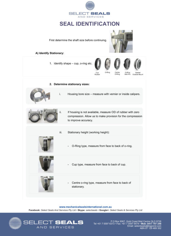 Basic Tool to help ID the Mechanical Seal Type – SELECT SEALS AUSTRALIA